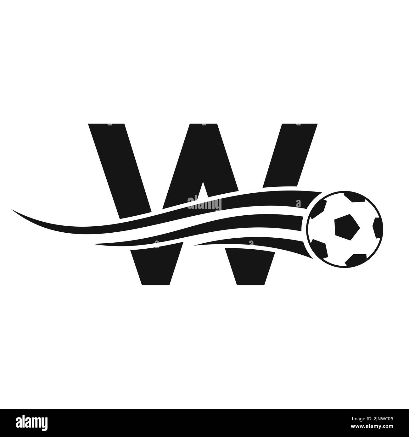 Soccer Football Logo On Letter W Sign. Soccer Club Emblem Concept Of ...