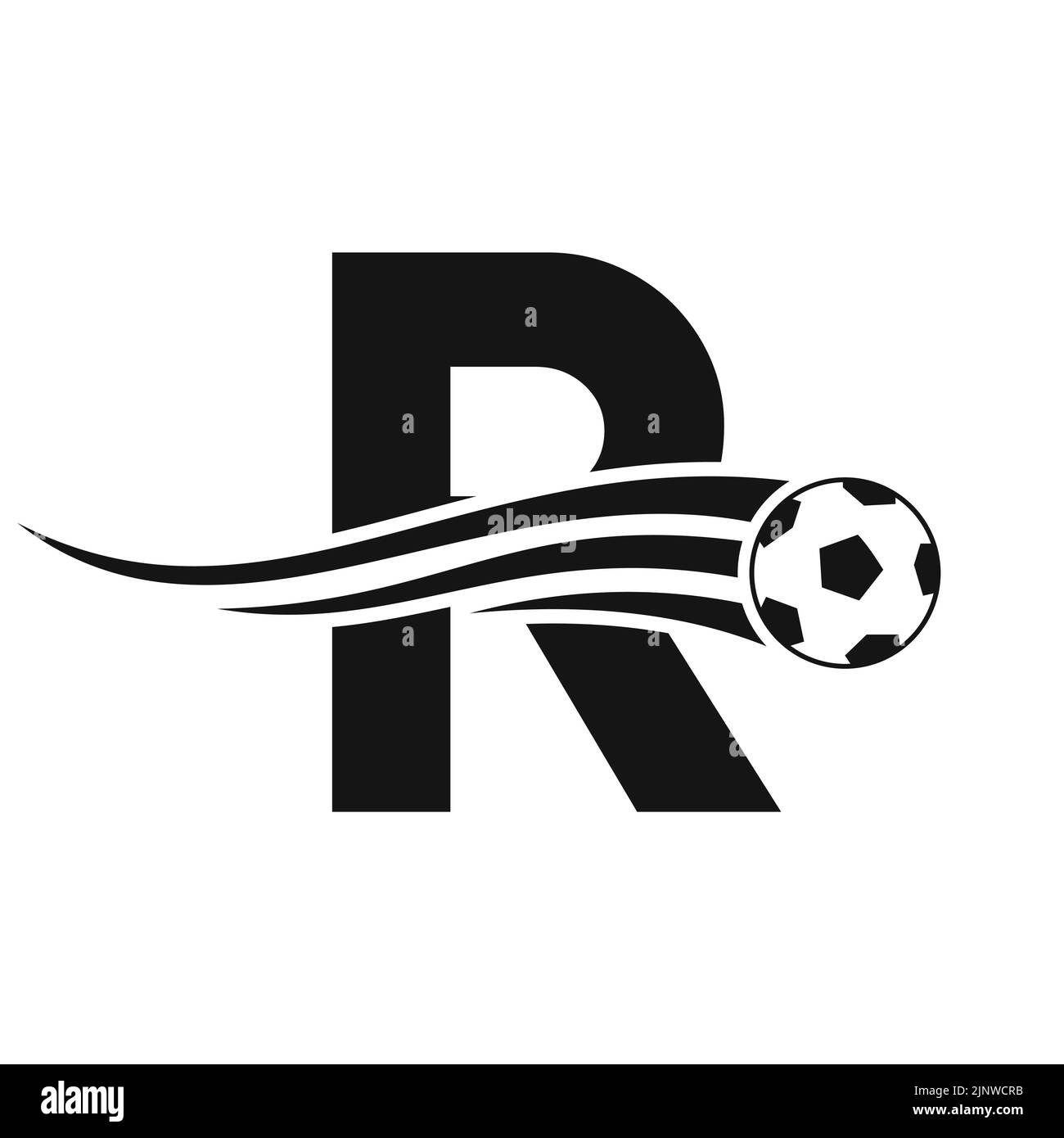 Soccer Football Logo On Letter R Sign. Soccer Club Emblem Concept Of ...