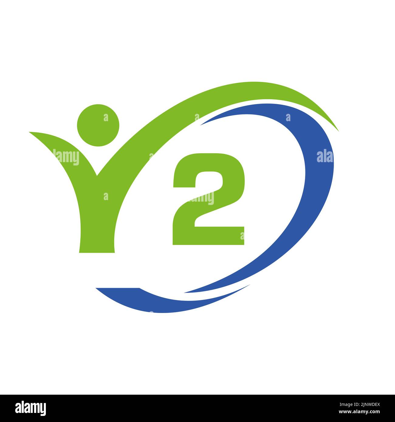 Initial Letter 2 Logo, Medical Design with Human Symbol. People ...