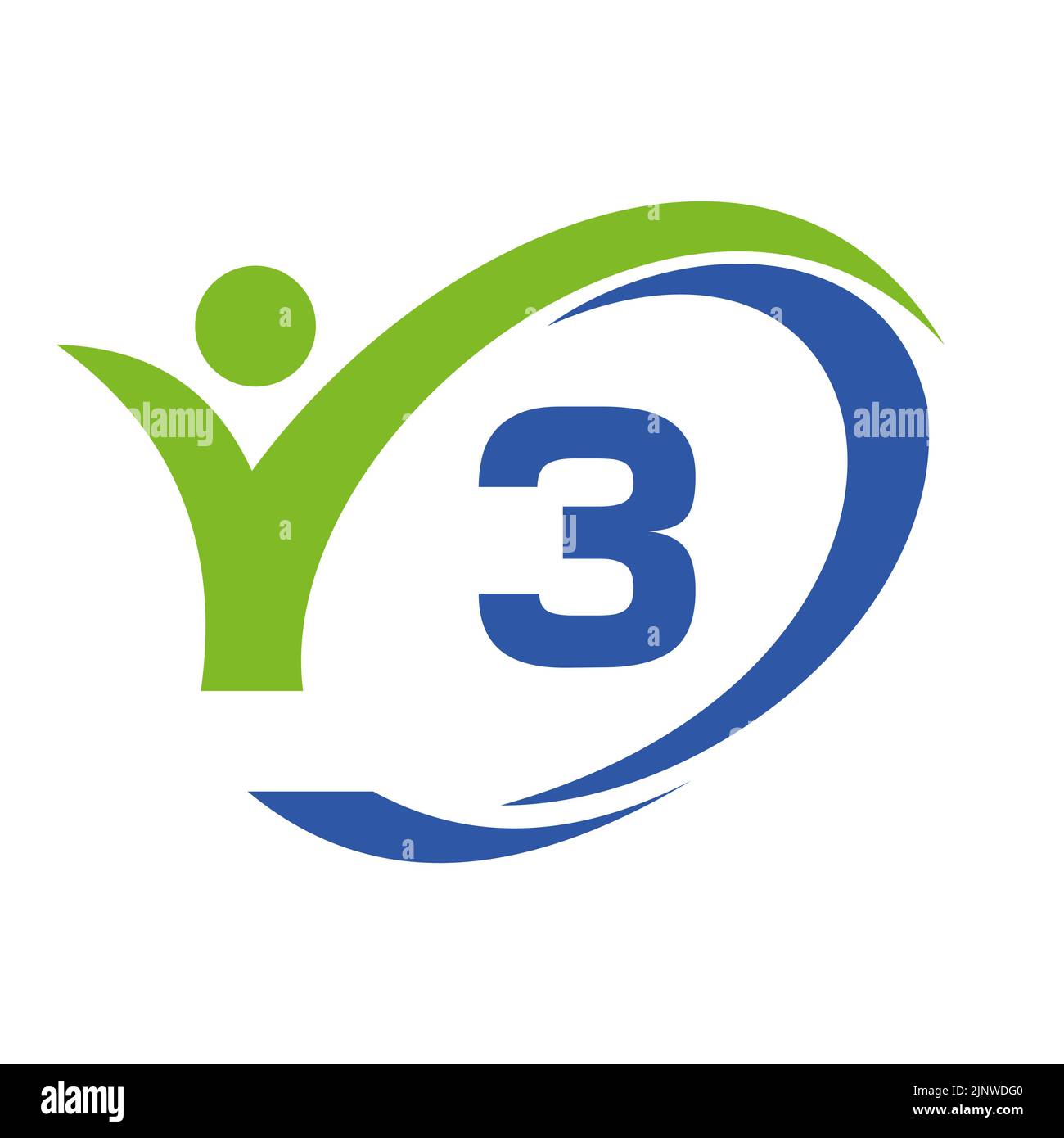 Initial Letter 3 Logo, Medical Design with Human Symbol. People ...
