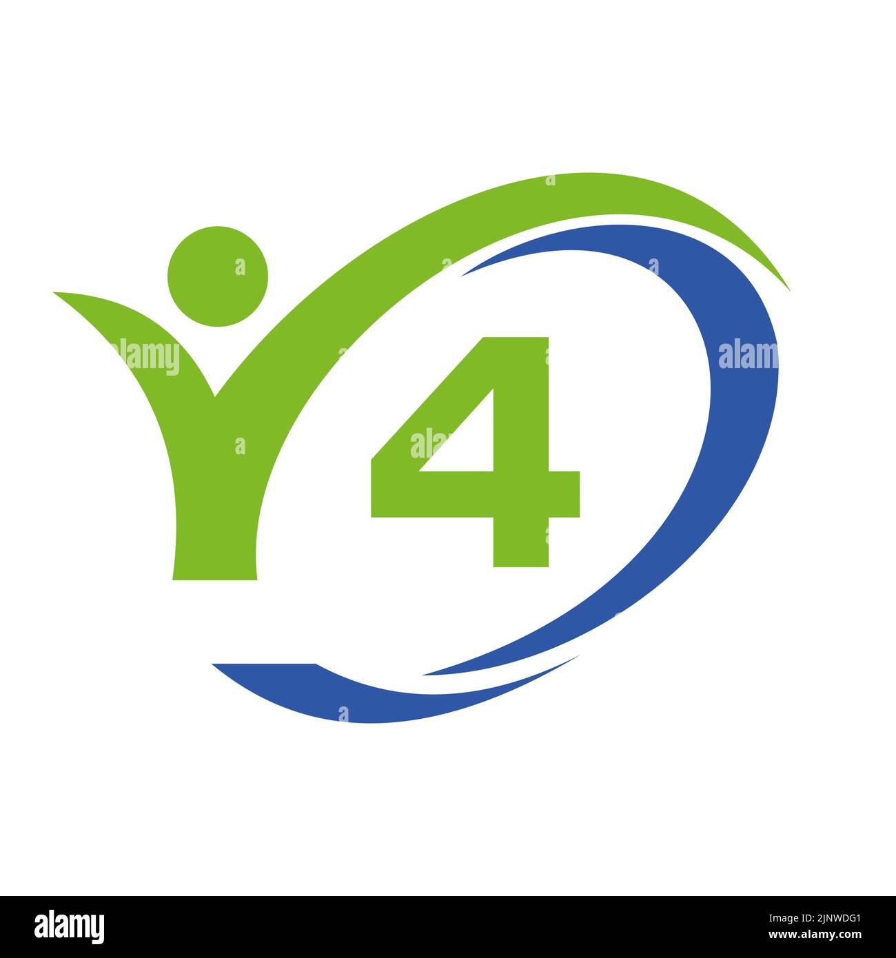 Initial Letter 4 Logo, Medical Design with Human Symbol. People ...