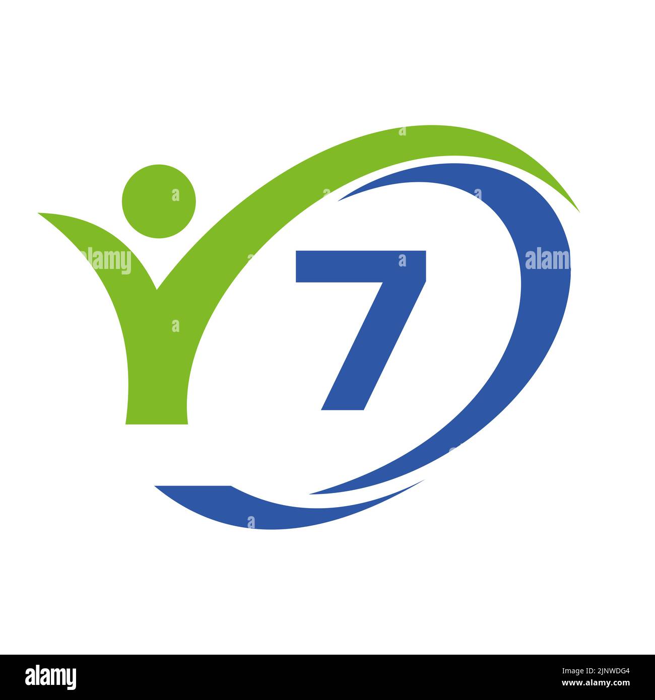 Initial Letter 7 Logo, Medical Design with Human Symbol. People ...