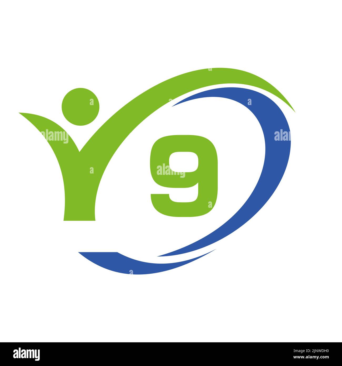 Initial Letter 9 Logo, Medical Design with Human Symbol. People ...