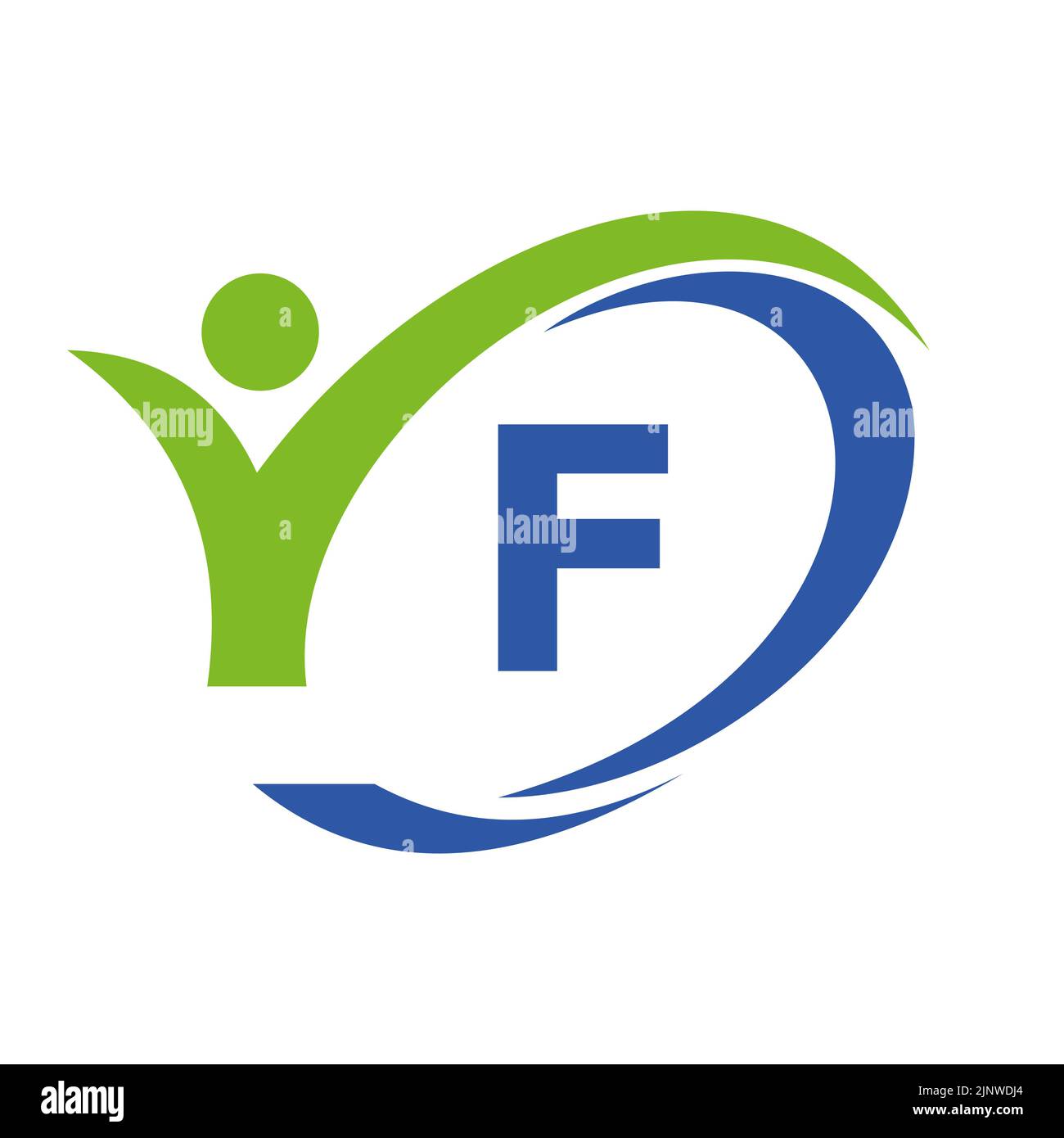 Initial Letter F Logo, Medical Design with Human Symbol. People ...