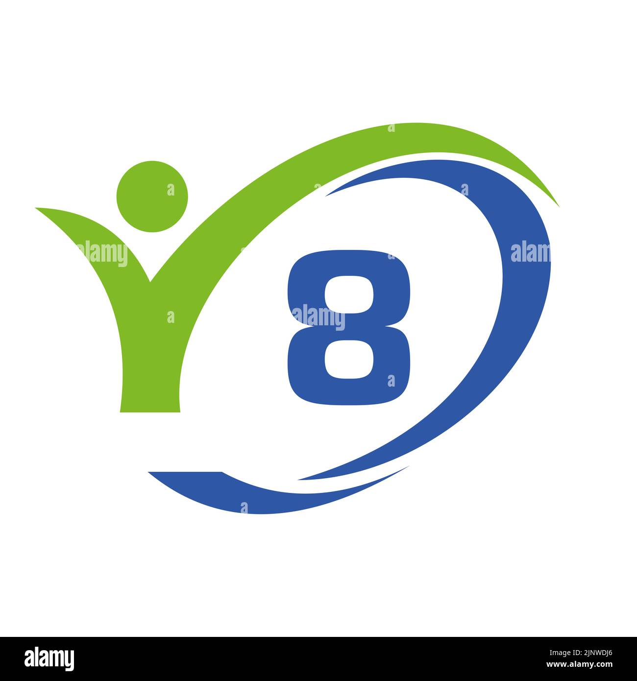 Initial Letter 8 Logo, Medical Design with Human Symbol. People ...