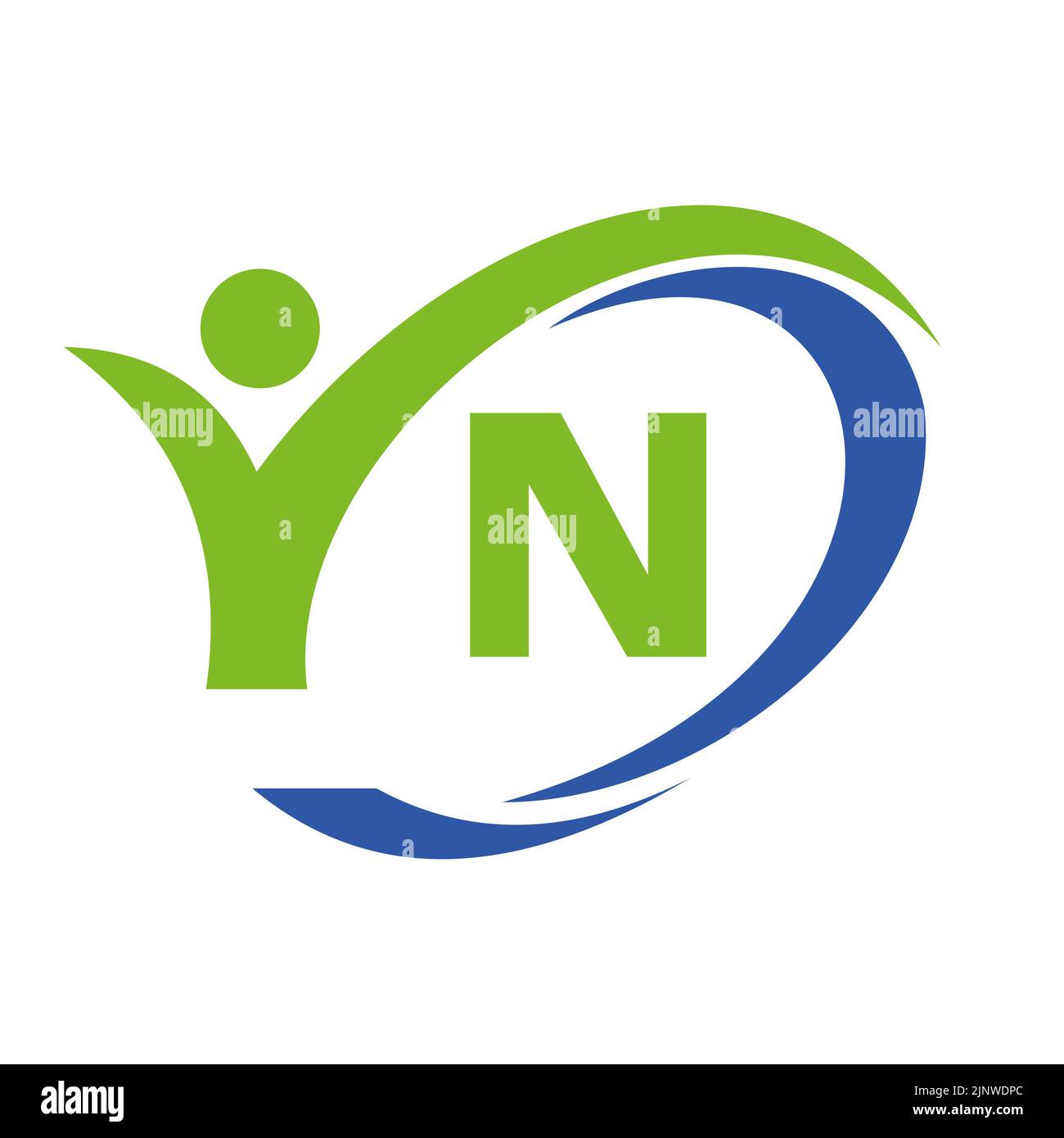 Initial Letter N Logo, Medical Design with Human Symbol. People ...