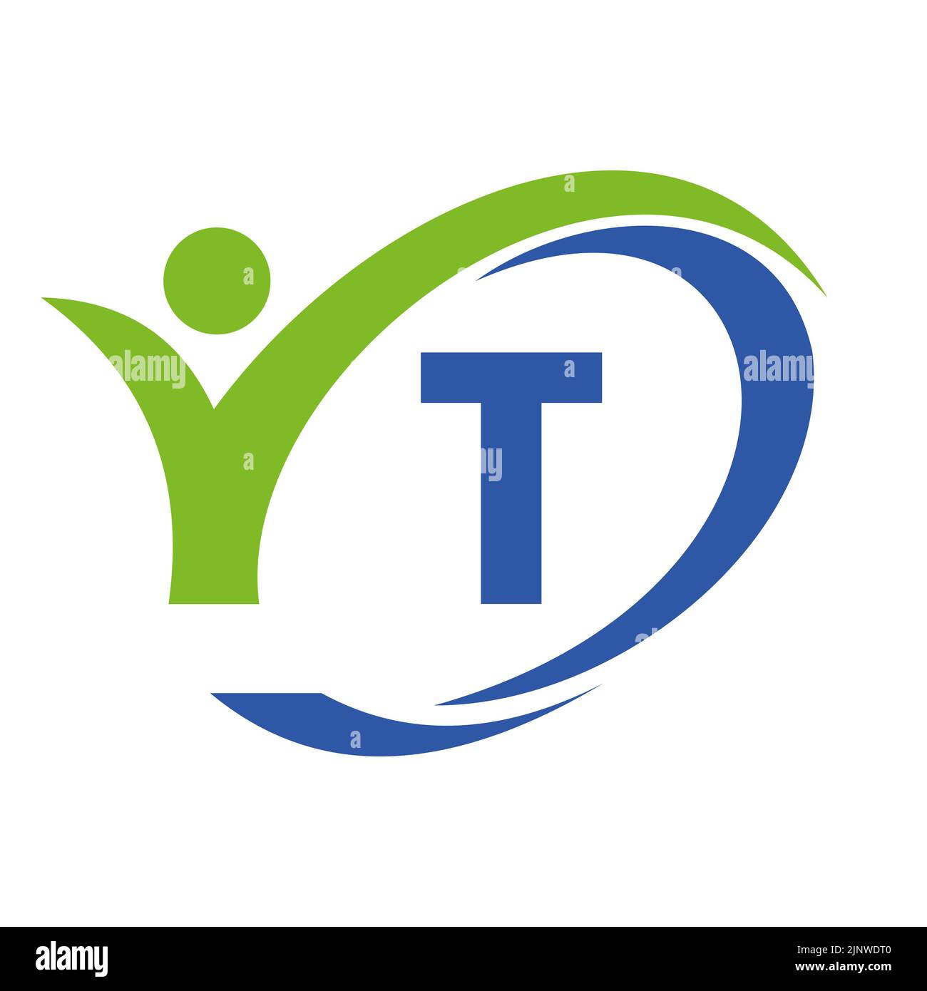 Initial Letter T Logo, Medical Design with Human Symbol. People ...