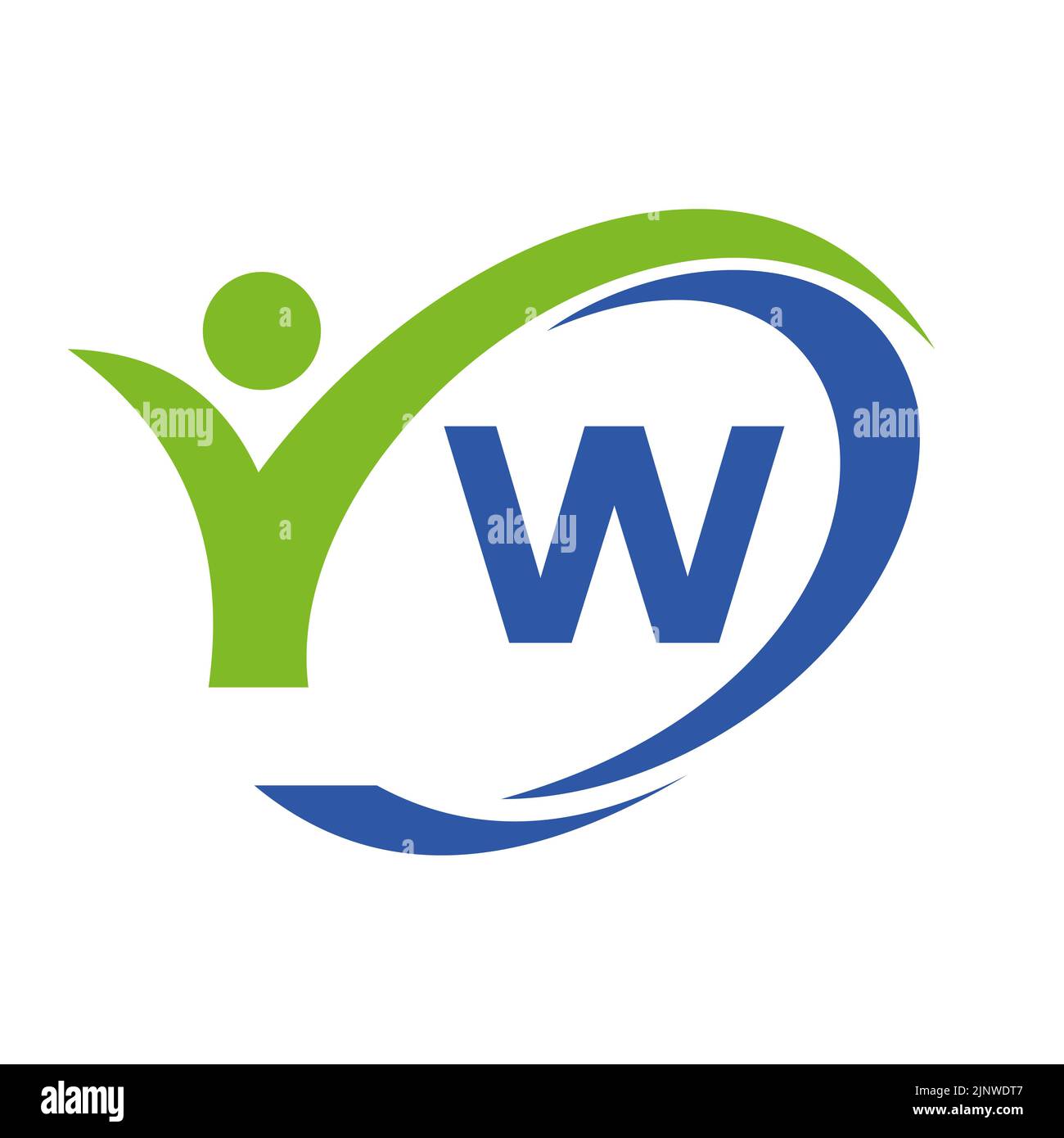 Initial Letter W Logo, Medical Design with Human Symbol. People ...