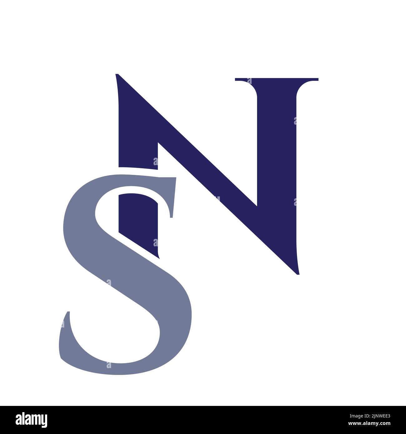 Initial letter SN, NS logo design template. Monogram Letter SN luxury ...