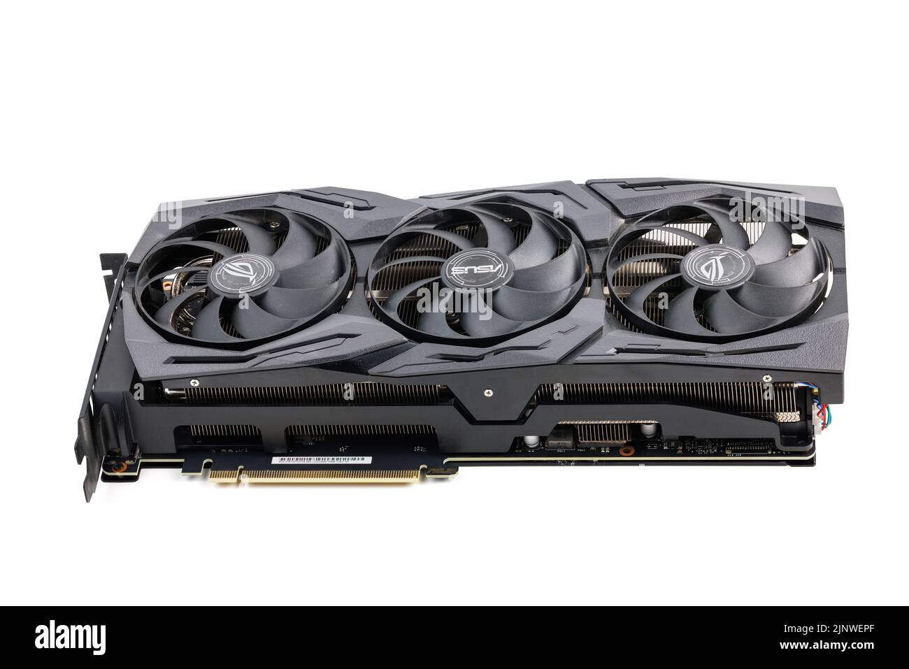 big black contemporary gaming graphics card isolated on white ...