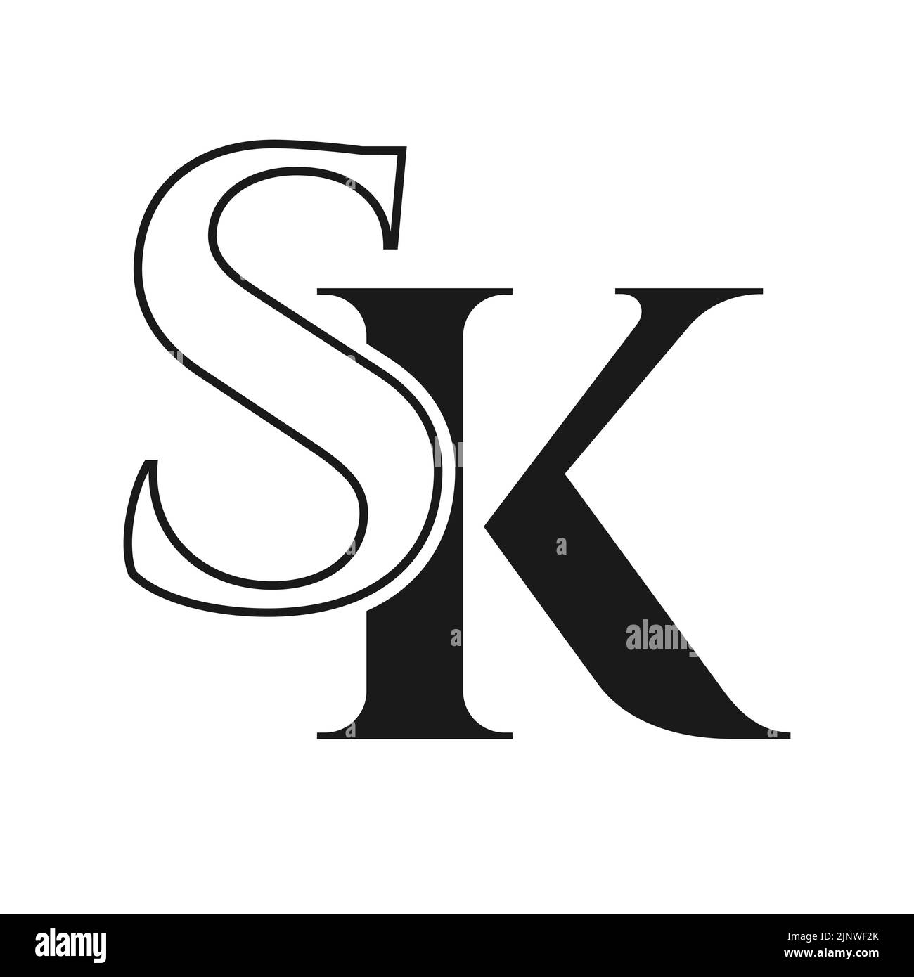 Initial letter SK, KS logo design template. Monogram Letter SK luxury ...