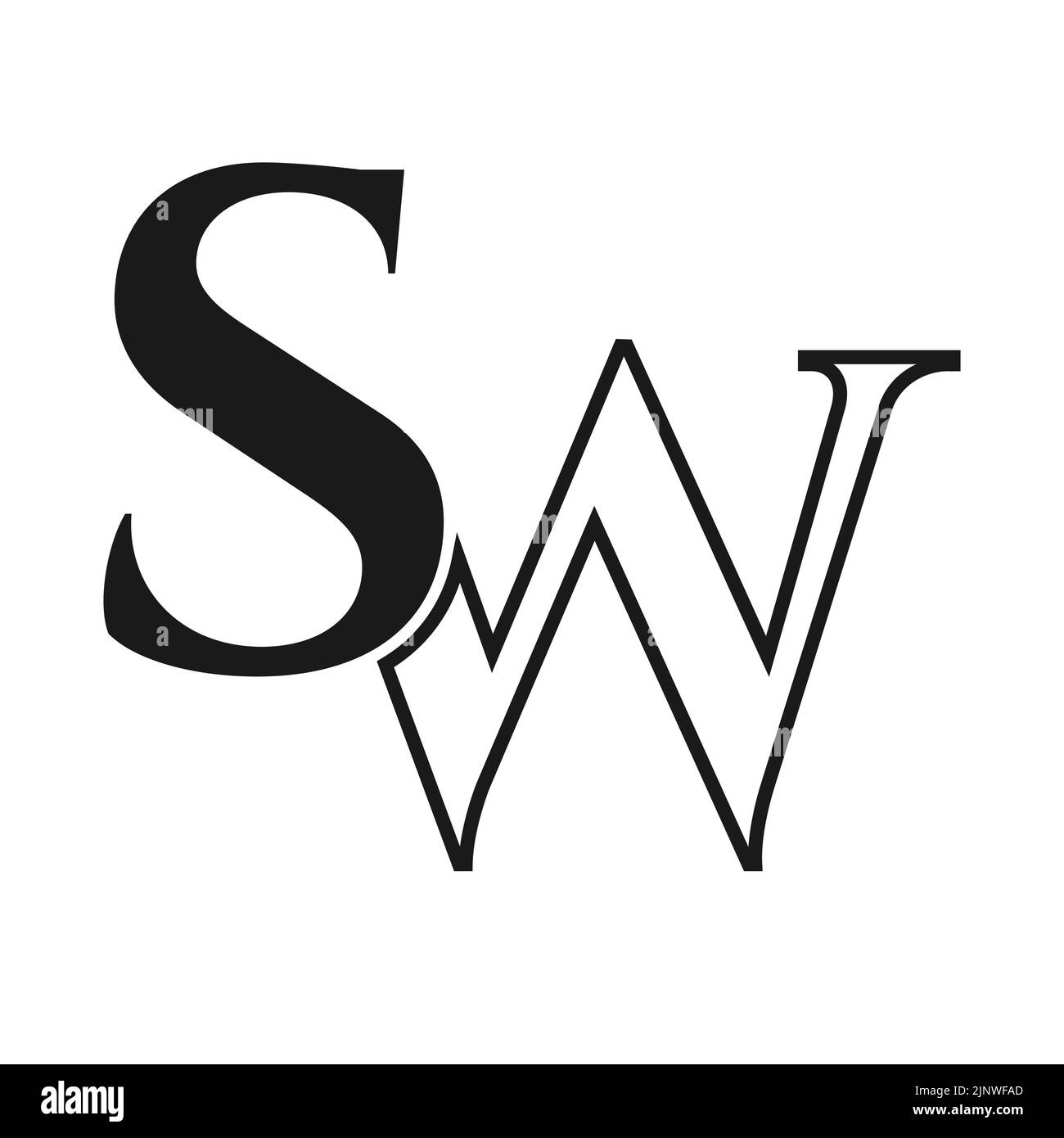 Initial letter SW, WS logo design template. Monogram Letter WS luxury logo design vector ...