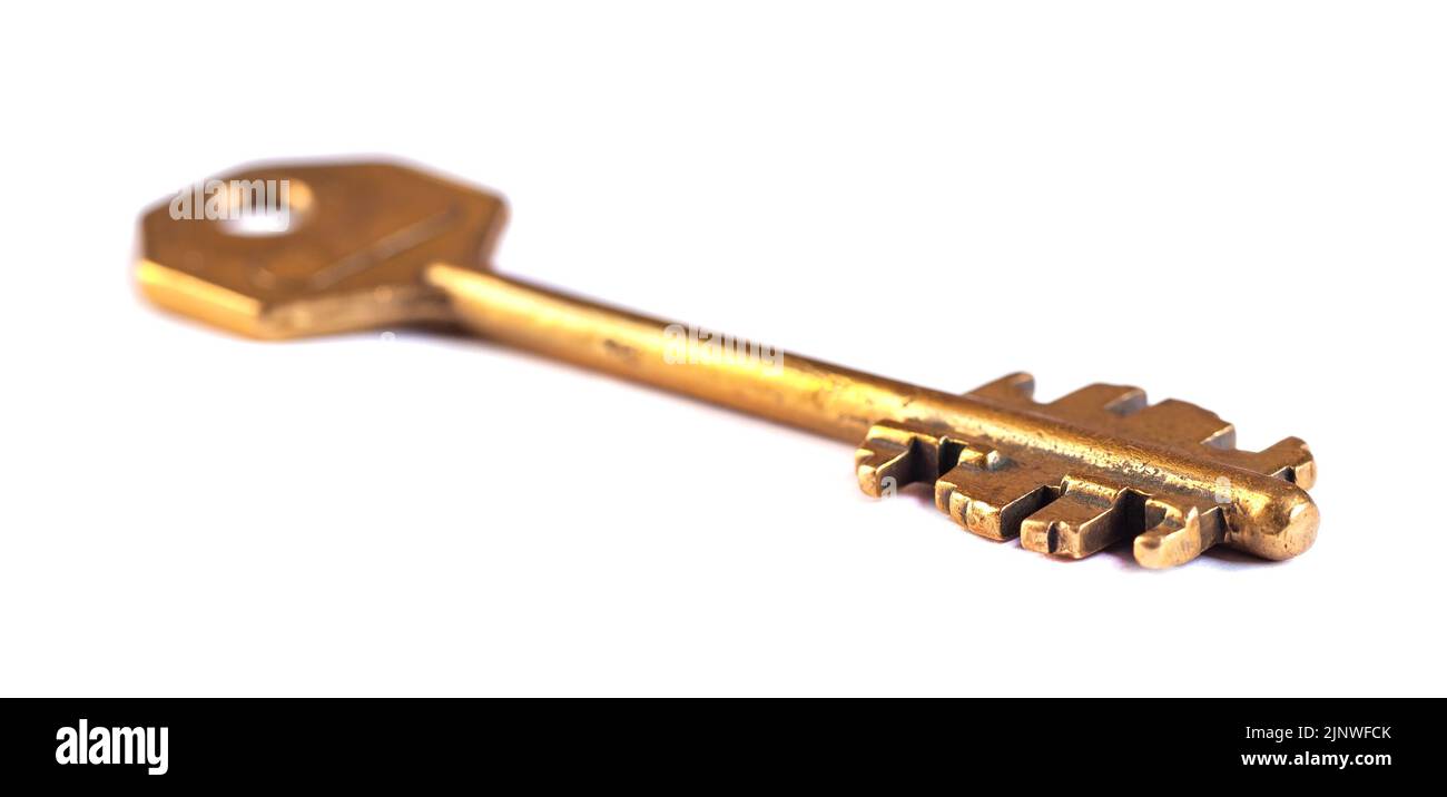Old key is isolated on white background. Object Stock Photo - Alamy