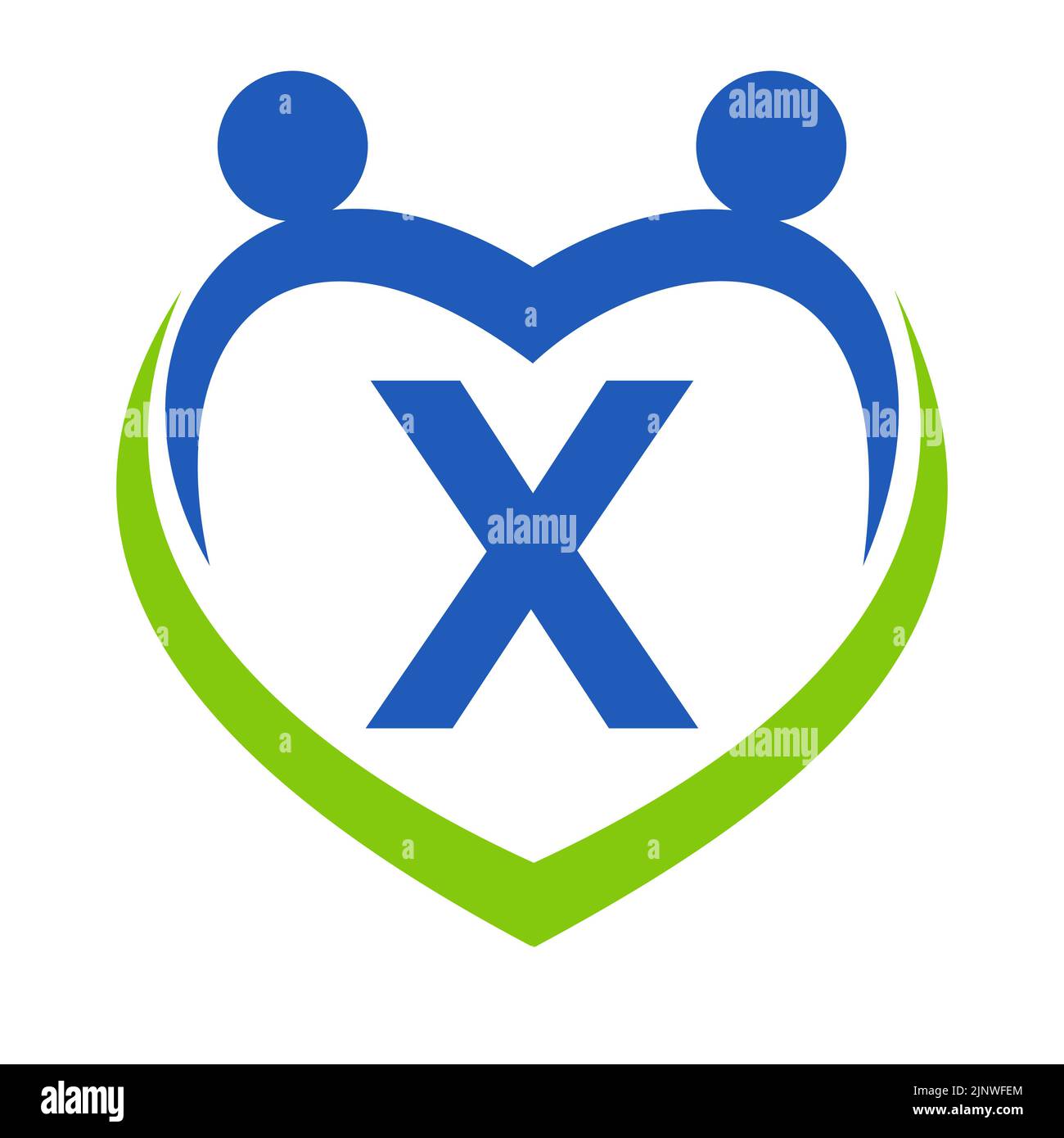 Health Care Sign On Letter X Template. Unity and Teamwork Logo Design ...