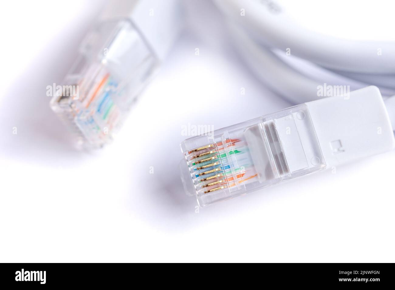 An image of computer network cable on white background. Technology ...