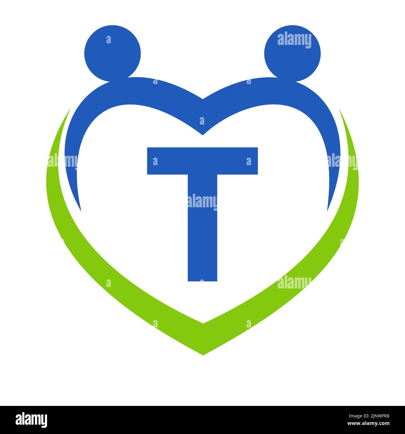 Health Care Sign On Letter T Template. Unity and Teamwork Logo Design ...