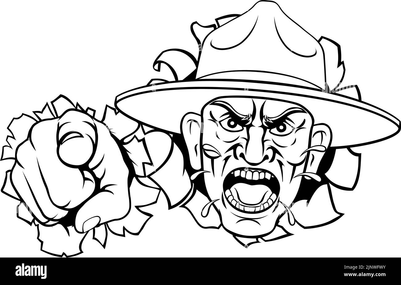 Angry Army Bootcamp Drill Sergeant Cartoon Stock Vector Image & Art - Alamy