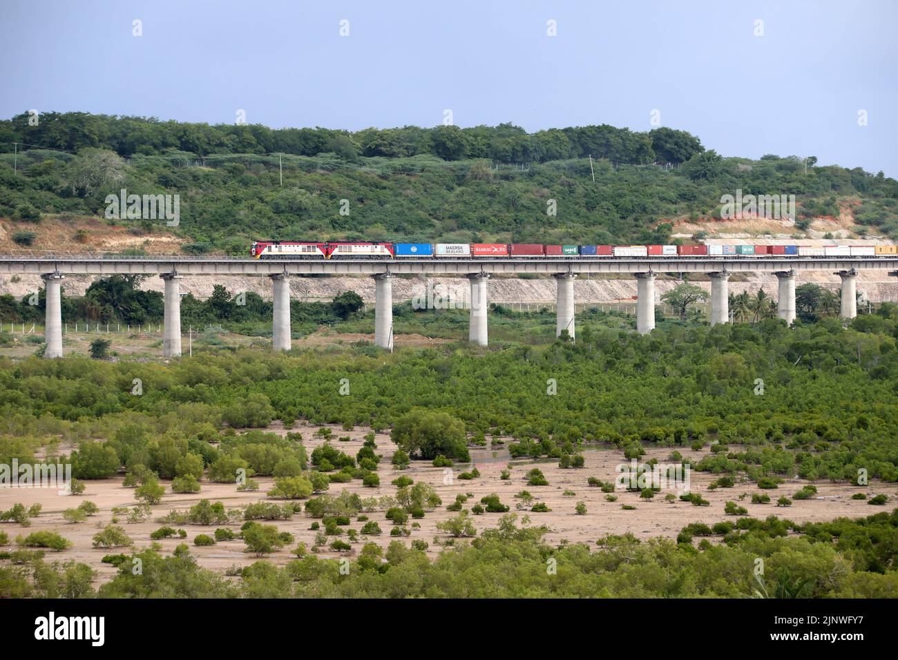 Nairobi, Kenya. 27th July, 2022. A freight train runs on the Mombasa ...