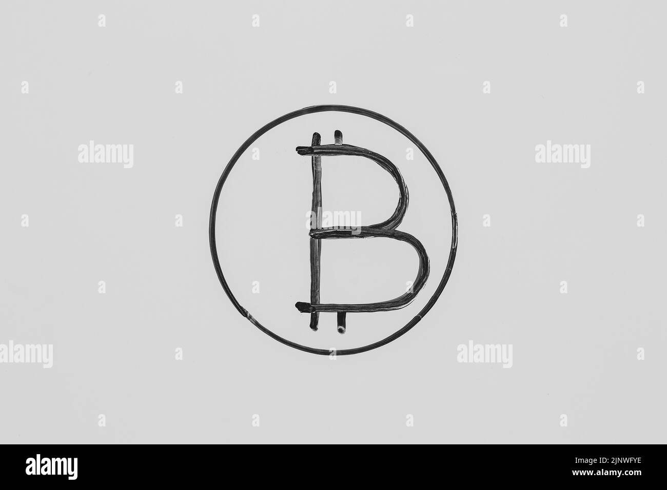 Bitcoin hand drawn in black on white, business and economics, bitcoin ...