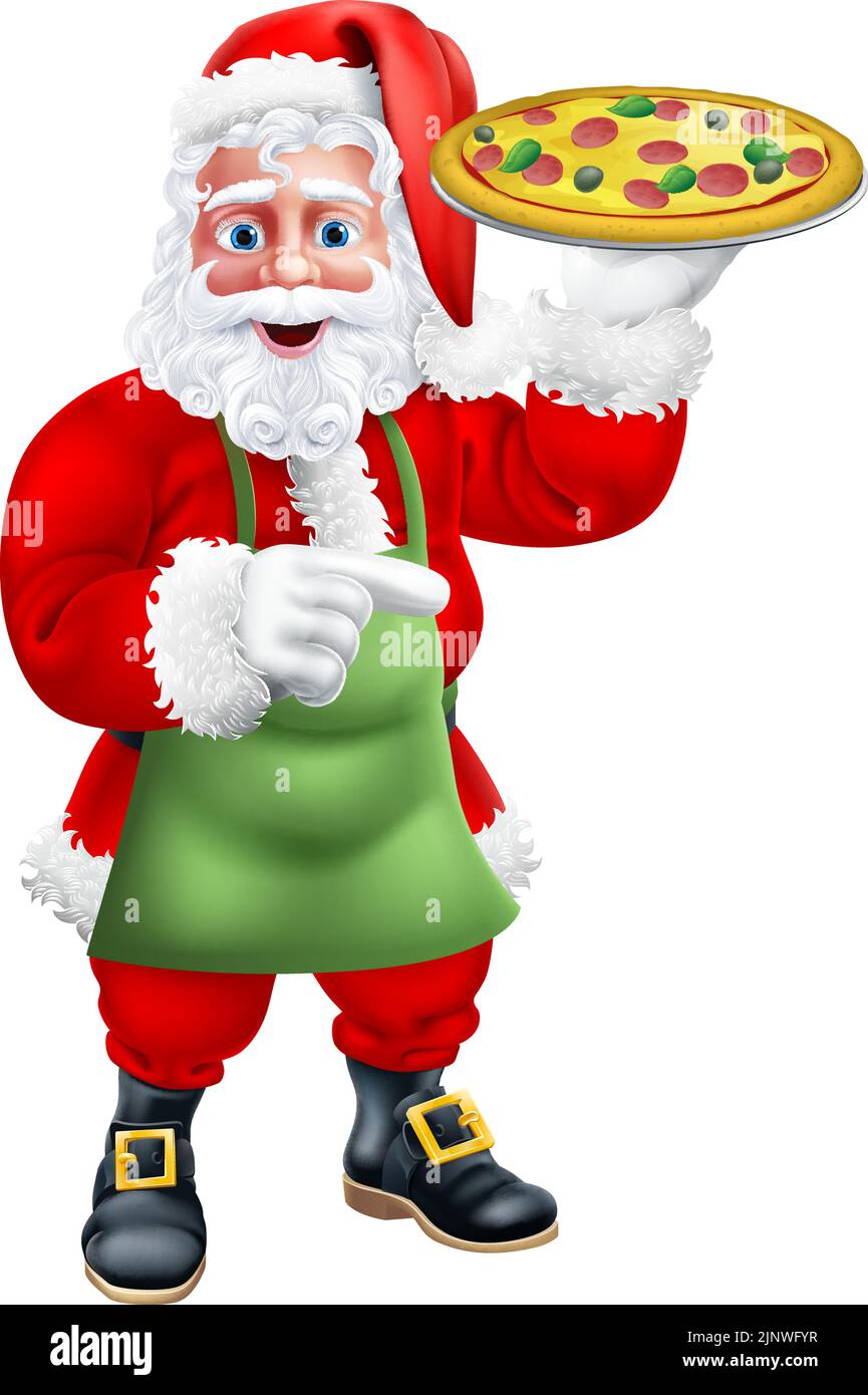 Santa Claus Father Christmas Holding Pizza Cartoon Stock Vector Image ...