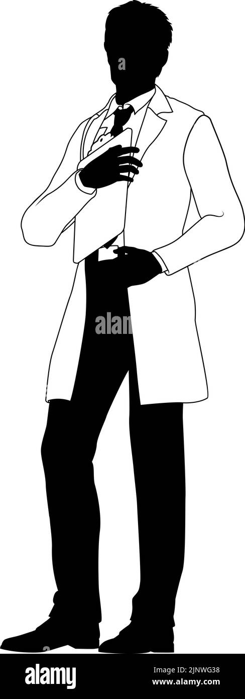 Scientist Engineer Survey Clipboard Man Silhouette Stock Vector Image ...
