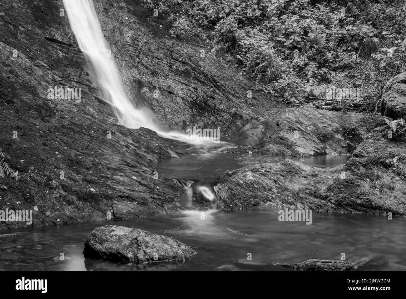 Long exposure of the White Lady waterfall on the river Lyd at Lyford ...