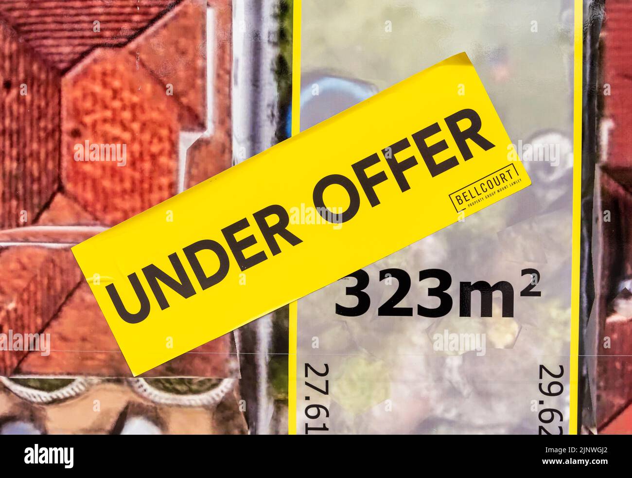 For sale sign on Australian property with under offer sticker Stock ...