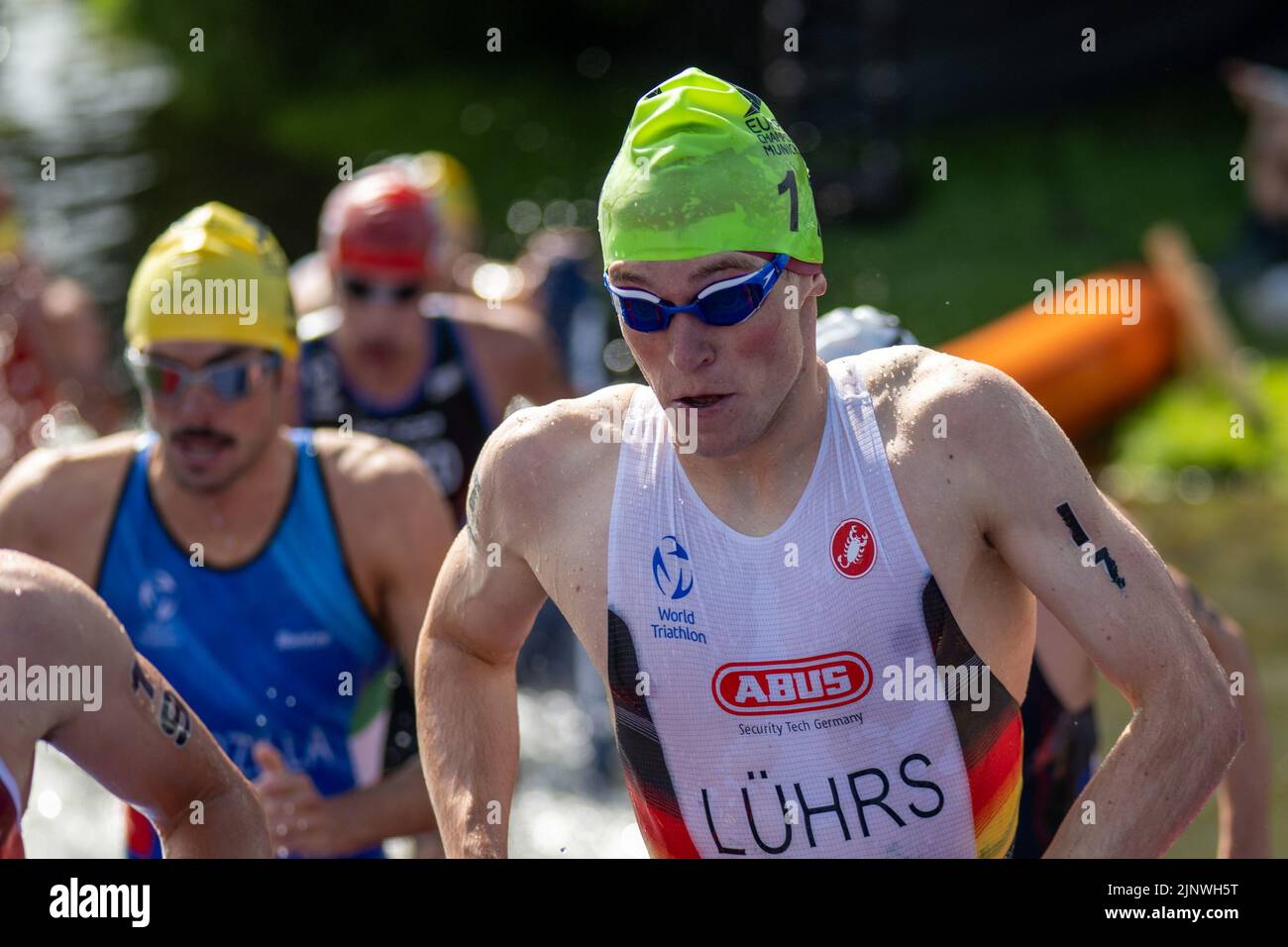 Munich, Germany. 13th Aug, 2022. European Championships, Triathlon, 1.5 ...