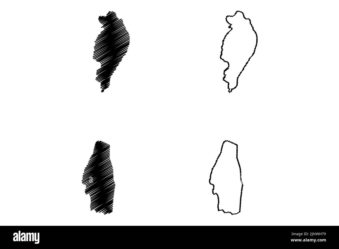 Penguin And Seal Island Republic Of Namibia Map Vector Illustration Scribble Sketch Map Stock