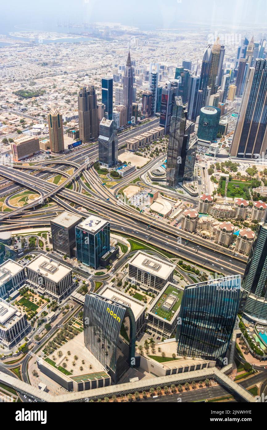 Dubai, UAE - 07.18.2021 - Areal view of main road of UAE, Sheikh Zayed ...