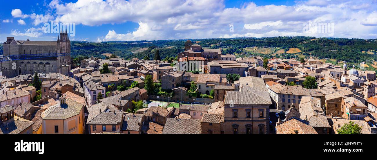 Panoramic aerial view of old medieval town Orvieto with famous Duomo in ...