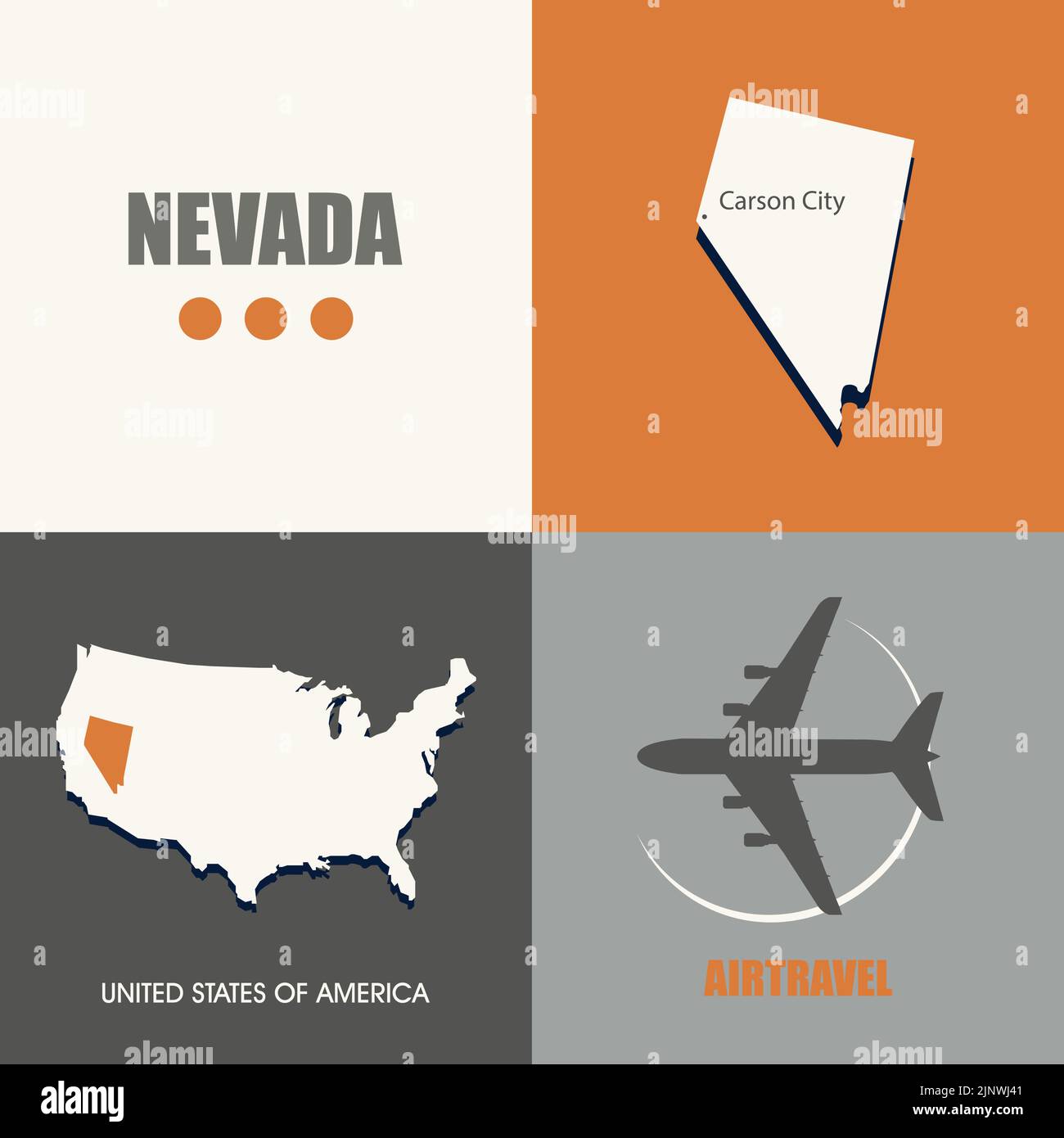 Flat design USA map. Tourism symbol. USA states air travel Stock Vector ...