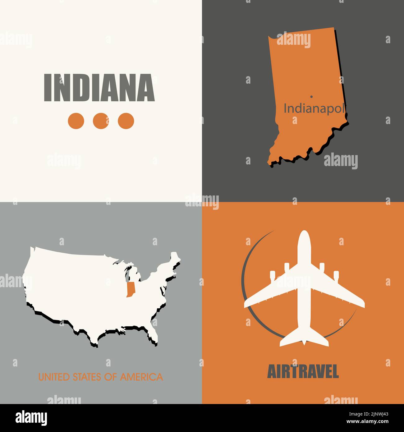 Flat design USA map. Tourism symbol. USA states air travel Stock Vector ...