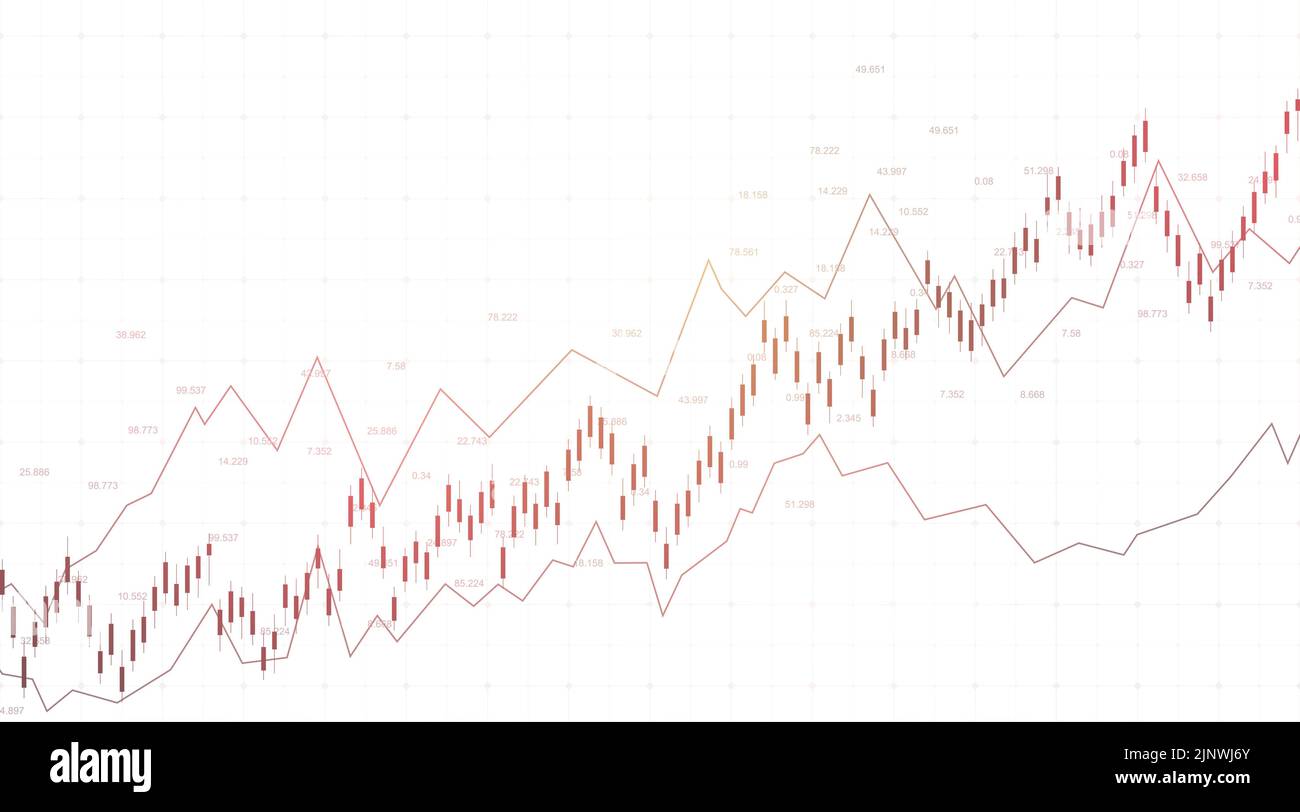Abstract financial chart with uptrend line graph and world map on black ...