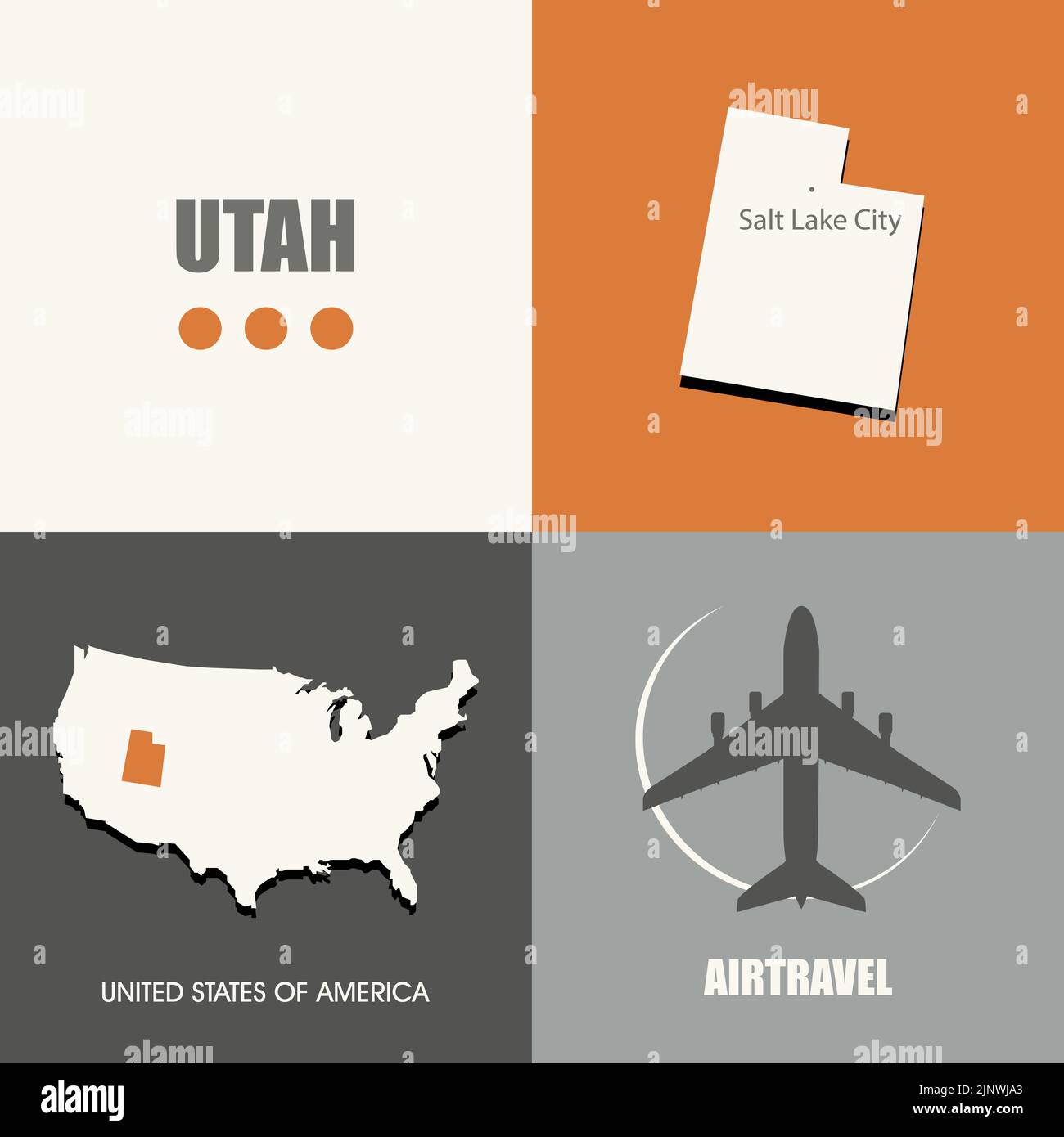 Flat design USA map. Tourism symbol. USA states air travel Stock Vector ...