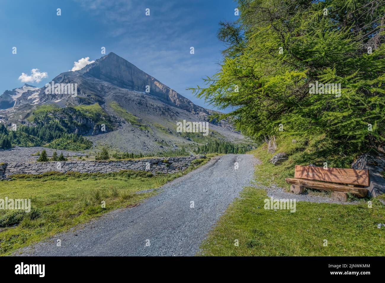 Hike over the Gemmi Pass to Leukerbad in Switzerland, summer Stock ...