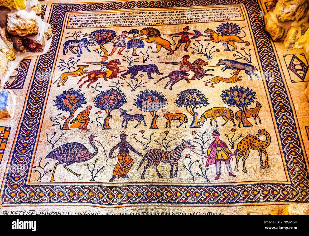 Ancient 6th Century People Animal Mosaic Memorial Church Mount Nebo ...