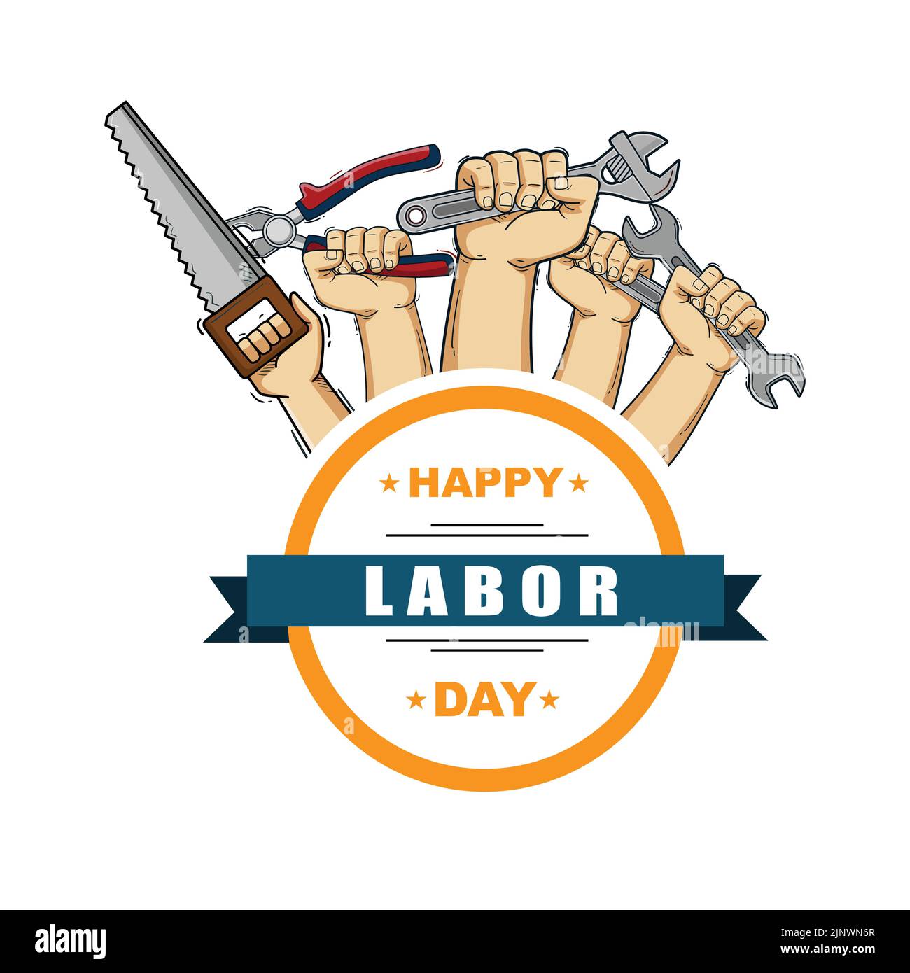 vector illustration of labor day logo, hard worker, strong man, world ...