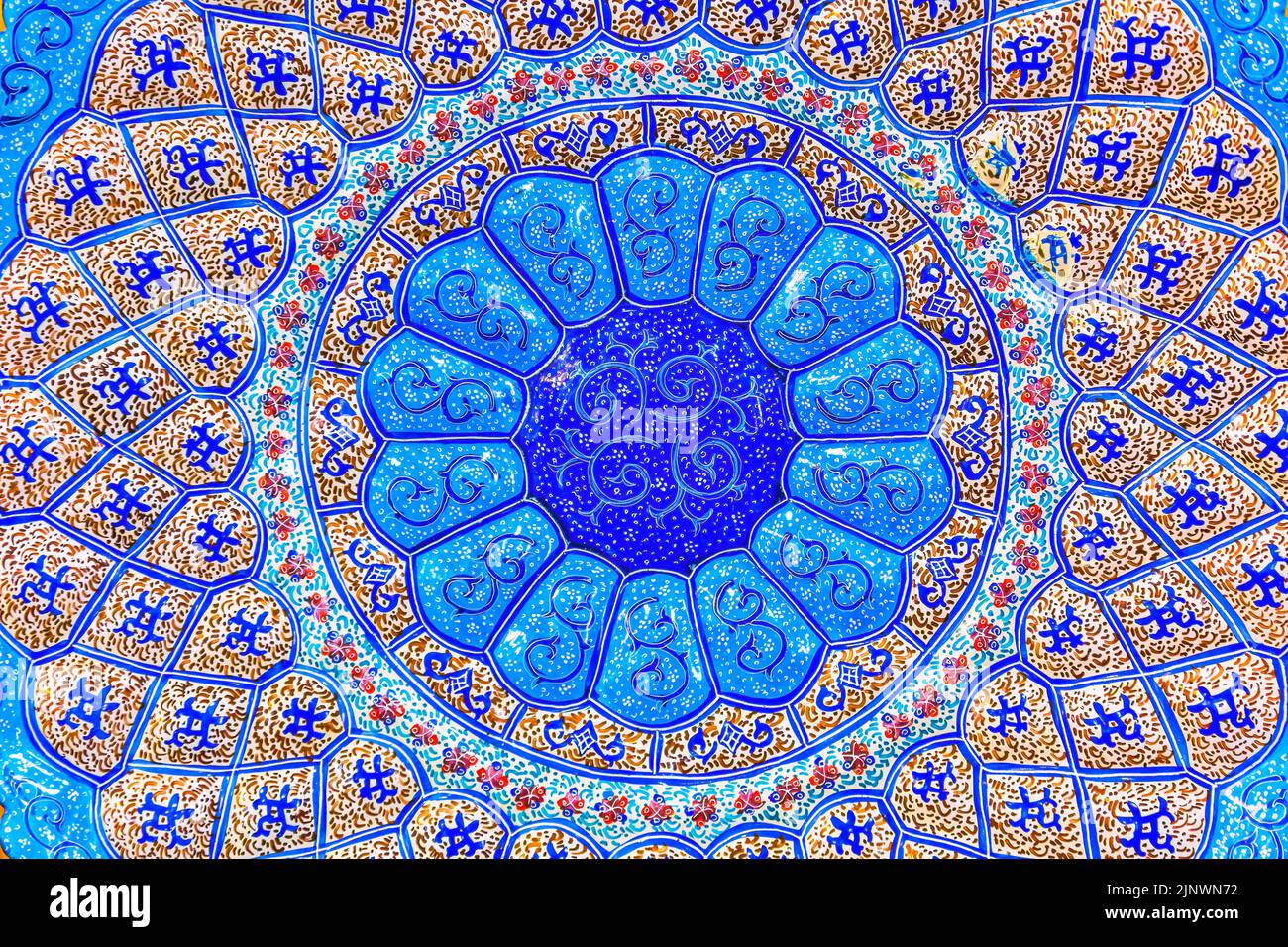 Ancient Arab Islamic Designs Blue Pottery Plate Madaba Jordan Stock ...