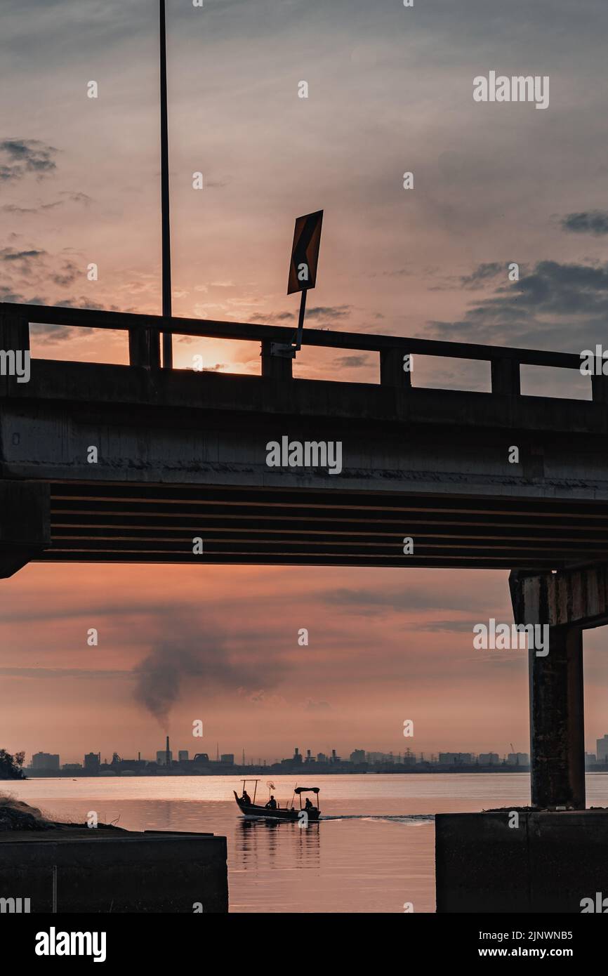 Sunrise shoot under the Penang Bridge. Penang bridges are crossings ...