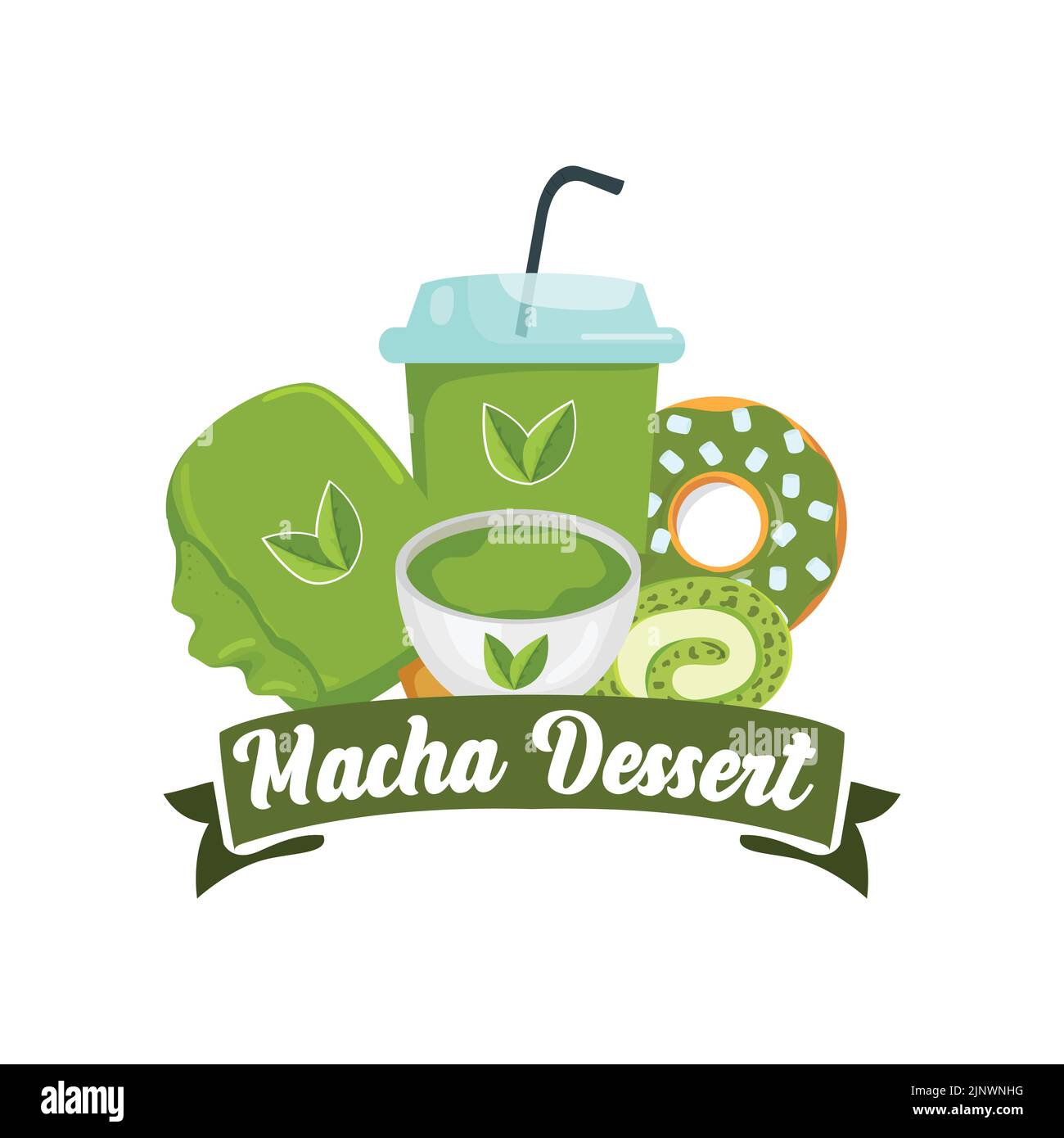 Vector Illustration of green plant matcha logo made as matcha drink or ...