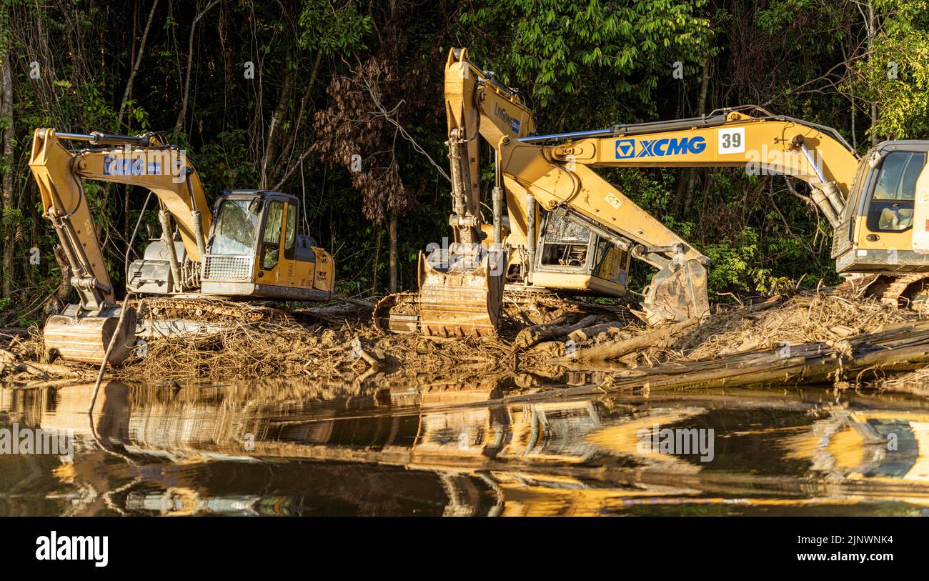 Central Kalamantan, Indonesia, May 20, 2022 - Heavy forest clearing ...