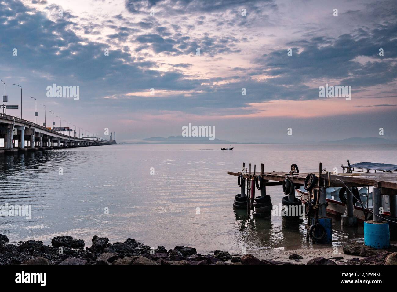 Sunrise shoot under the Penang Bridge. Penang bridges are crossings ...