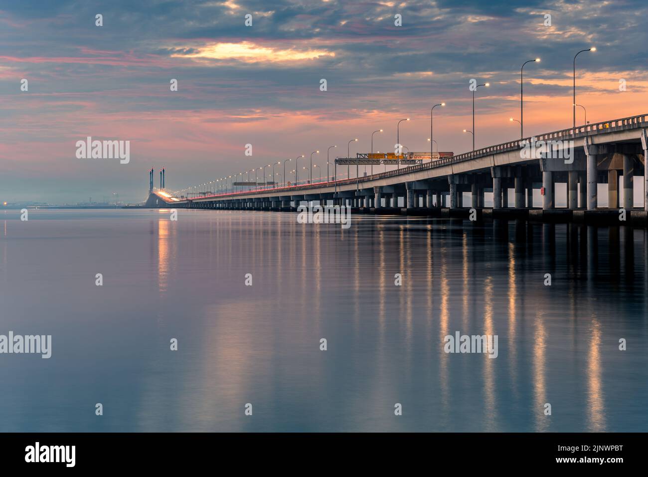 Sunrise shoot under the Penang Bridge. Penang bridges are crossings ...