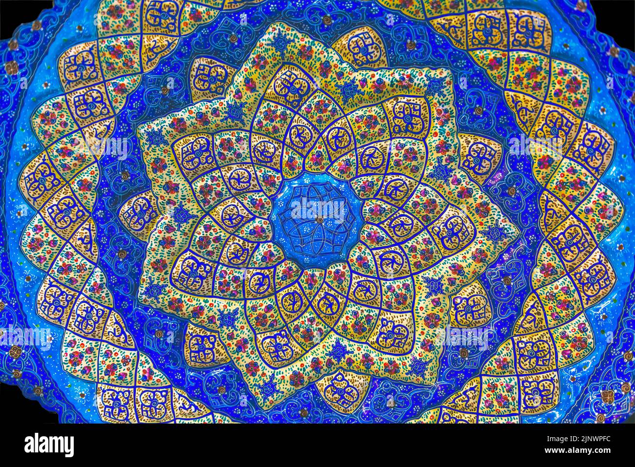 Ancient Arab Islamic Designs Blue Pottery Plate Madaba Jordan Stock ...