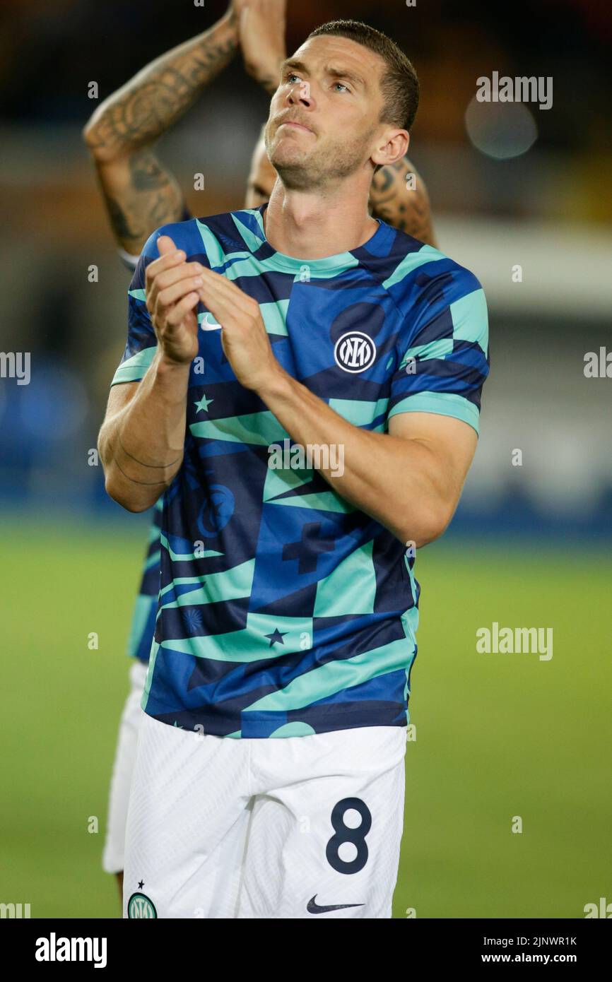 Inter's German defender Robin Gosens looks during warming up before the ...
