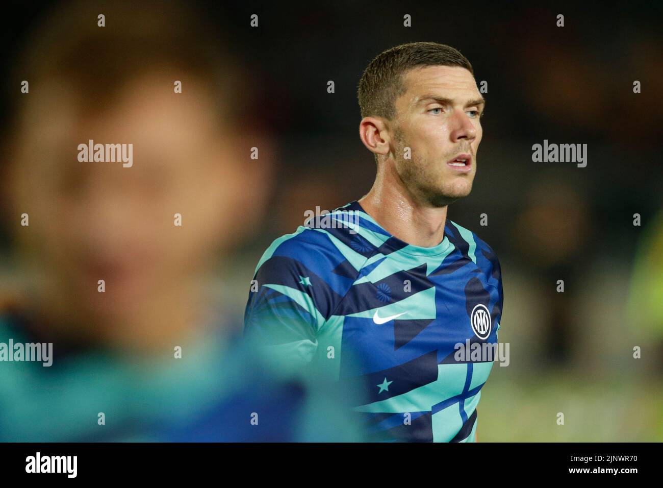 Inter's German defender Robin Gosens looks during warming up before the ...