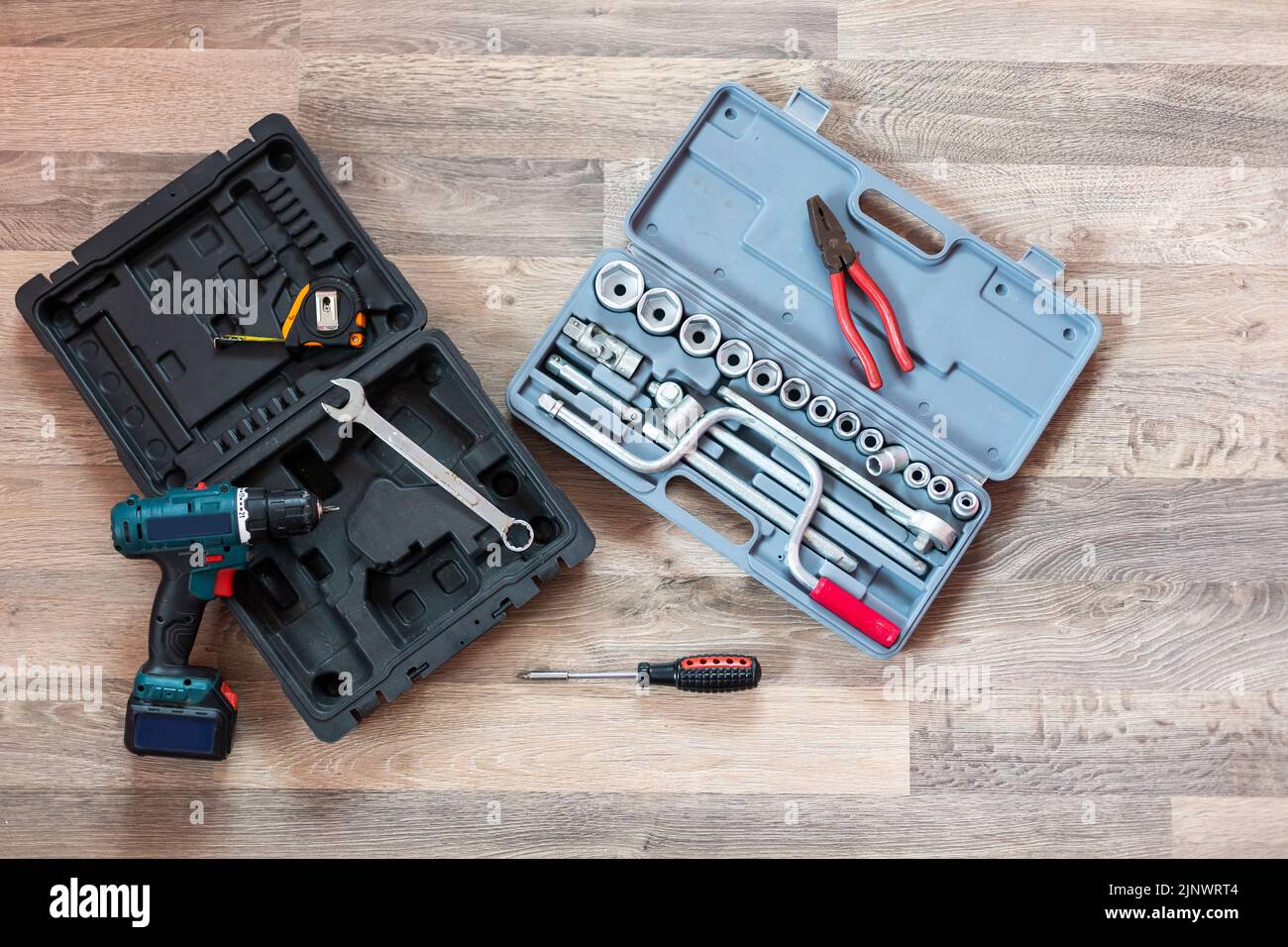 Tool box. Toolset with interior compartments to keep wrenches, ring ...