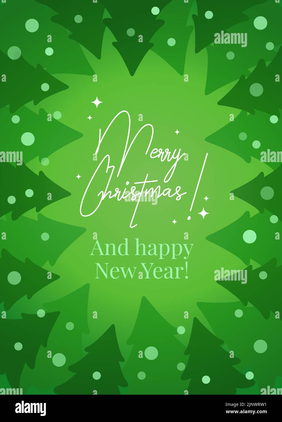 Green pines Christmas tree greeting card in elegant luxury style ...
