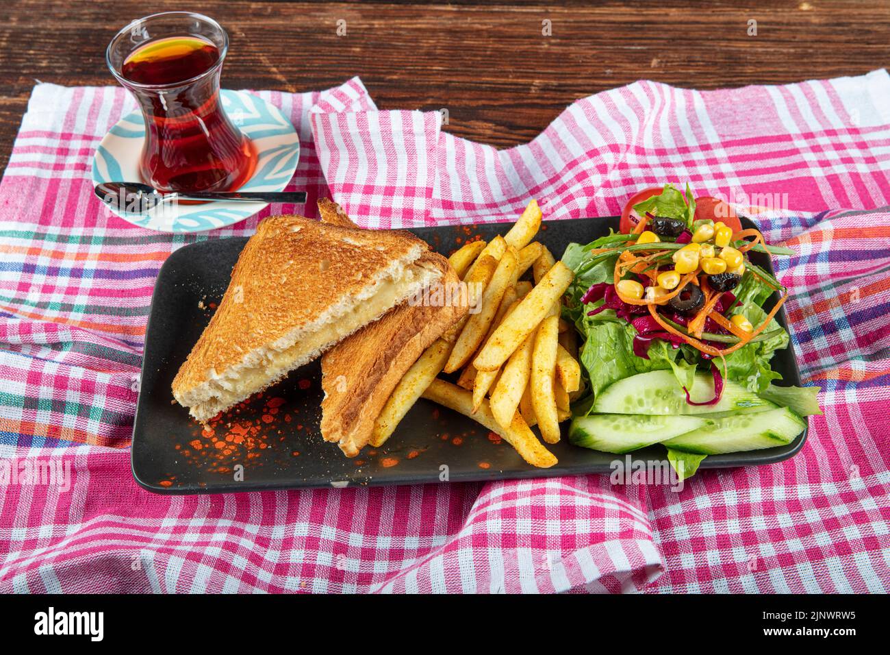 Cheese Club Toast.T asty toast sandwiches with cheese on table, top ...